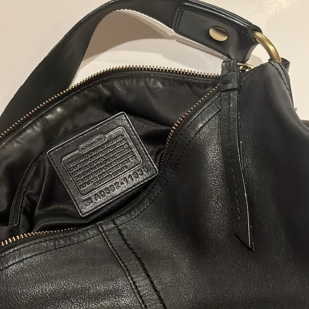 Coach,Gold Hardware Soft Solid Black Leather. - Gem